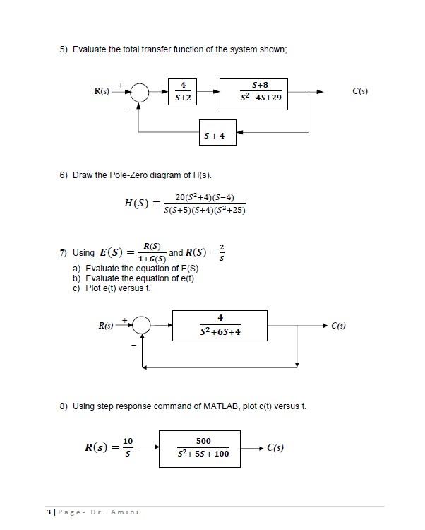 Solved 5) Evaluate the total transfer function of the system | Chegg.com