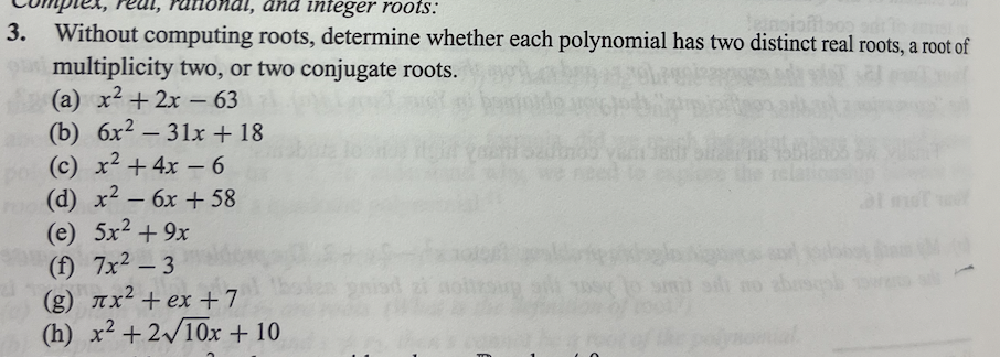 Solved 3. Without computing roots, determine whether each | Chegg.com