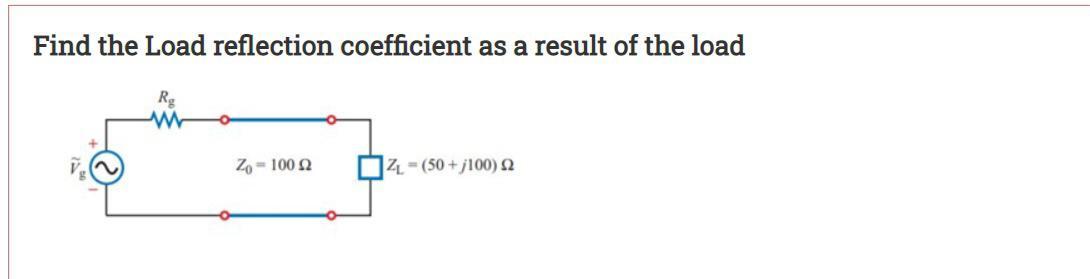 Solved Find the Load reflection coefficient as a result of | Chegg.com
