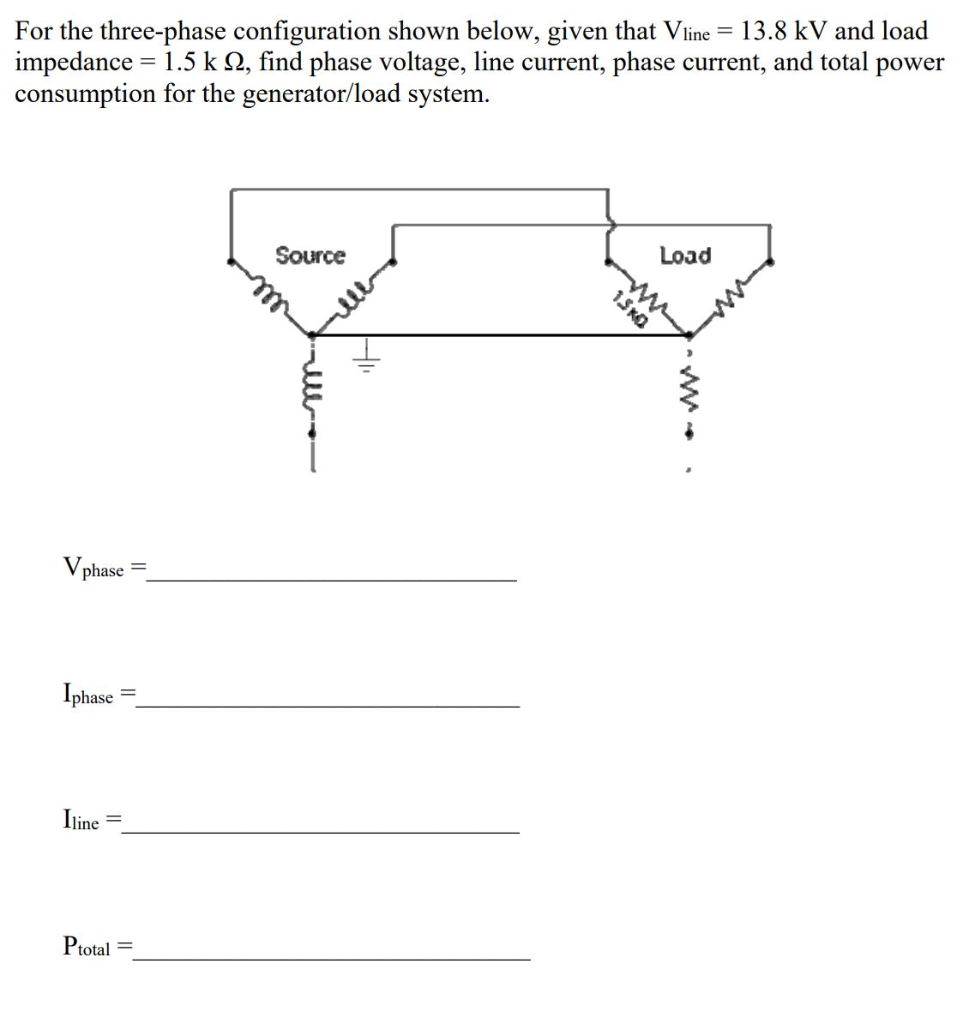 Solved For the three-phase configuration shown below, given | Chegg.com