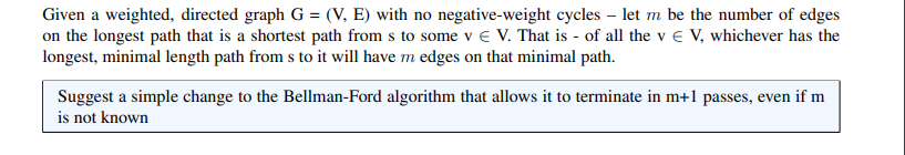 Solved Given a weighted, directed graph G = (V, E) with no | Chegg.com