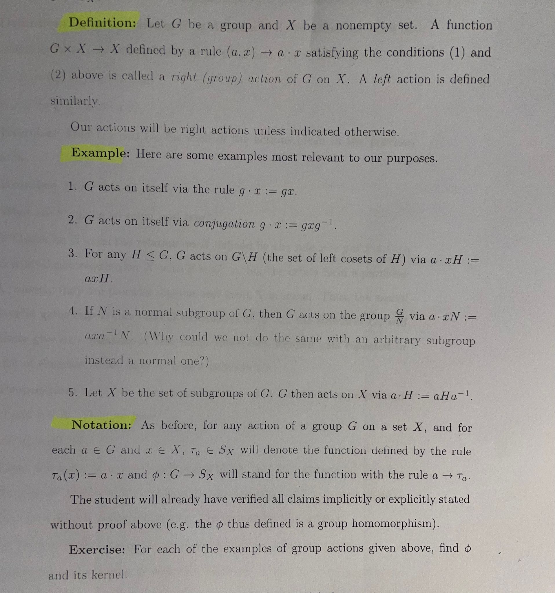 Solved Definition Let G Be A Group And X Be A Nonempty Set 