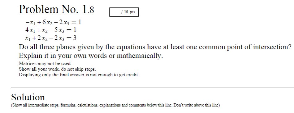 Solved Problem No. 1.8 −x1+6x2−2x3=14x1+x2−5x3=1x1+2x2−2x3=3 | Chegg.com