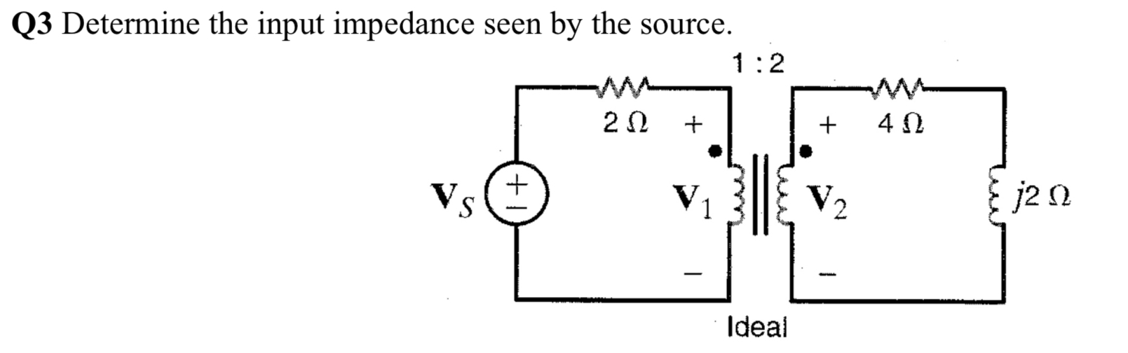 Solved Q3 Determine the input impedance seen by the source. | Chegg.com