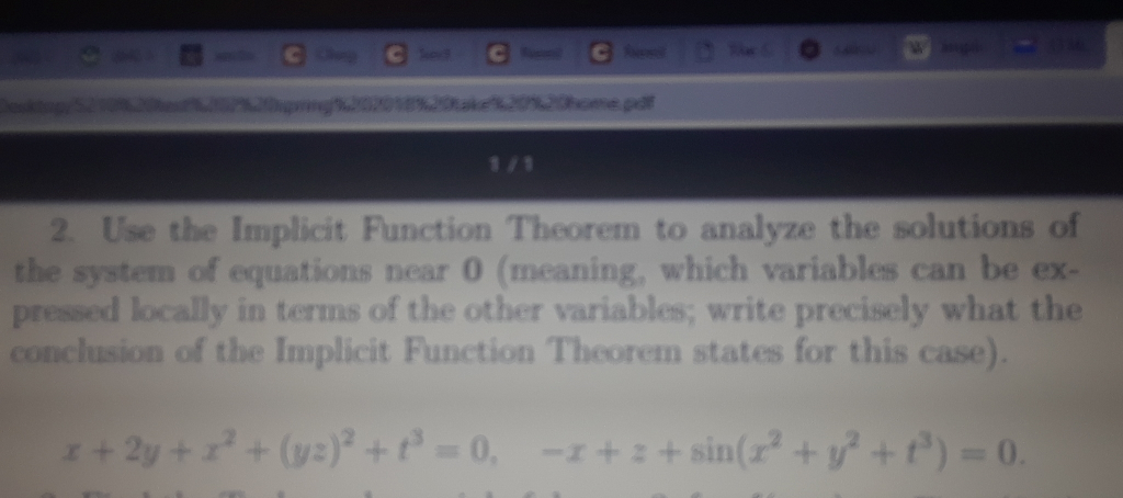 Solved 2. Use the Implicit Function Theorem to analyze the | Chegg.com
