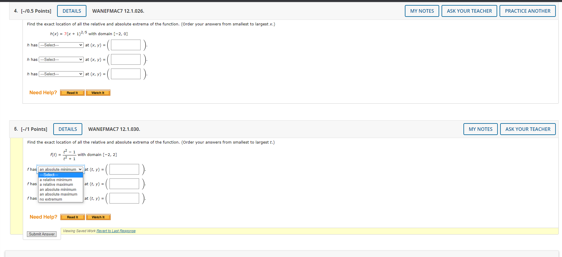 Solved 4. [-70.5 Points] DETAILS WANEFMAC7 12.1.026. MY | Chegg.com