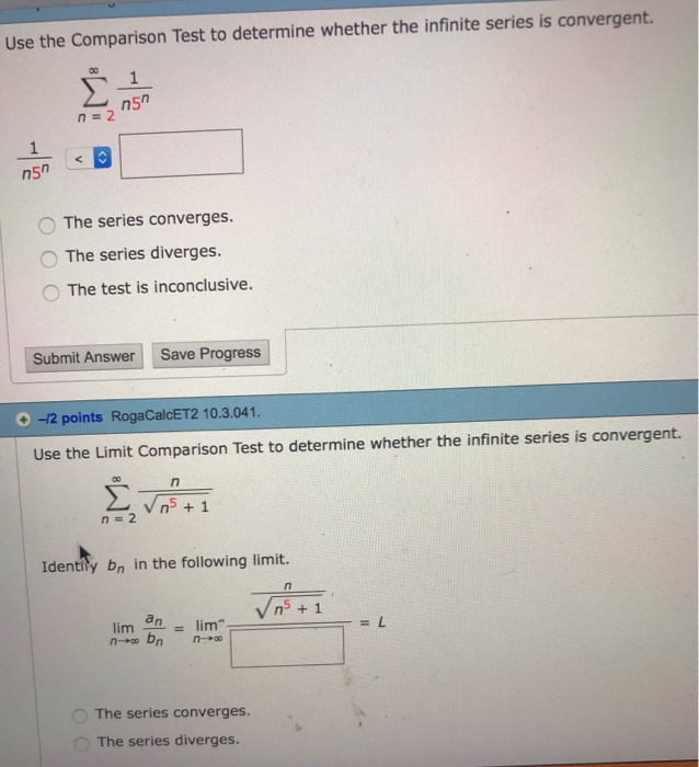 Solved Use the Comparison Test to determine whether the | Chegg.com