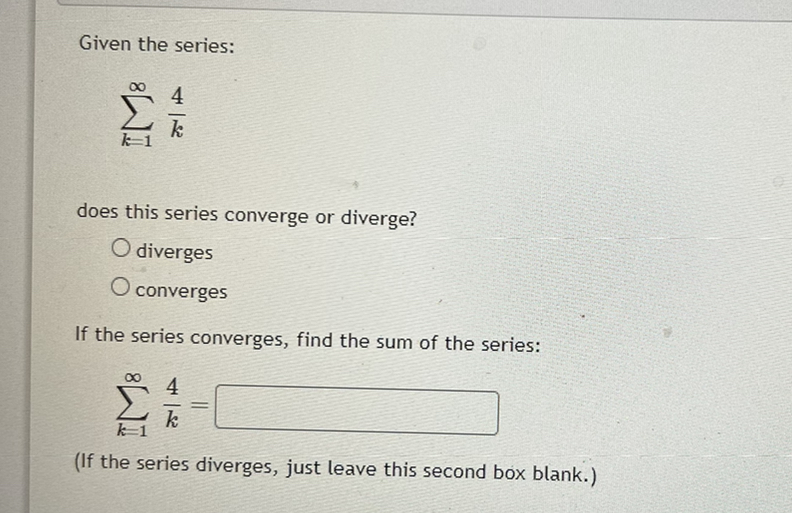 Solved Given the series: \\[ \\sum_{k=1}^{\\infty} | Chegg.com