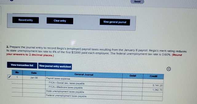 Solved Joumal entry worksheet Record the employee payroll | Chegg.com