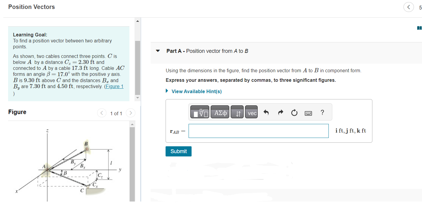 Solved Learning Goal: To find a position vector between two | Chegg.com