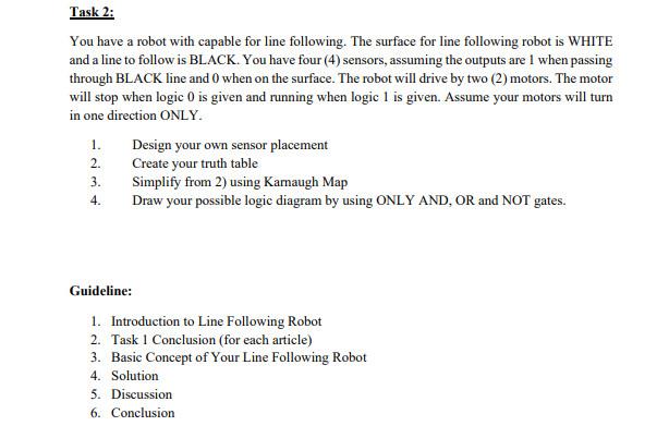 Solved Task 2: You have a robot with capable for line | Chegg.com