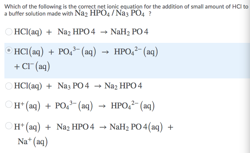Solved Which of the following is the correct net ionic | Chegg.com
