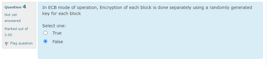 Solved In ECB mode of operation, Encryption of each block is | Chegg.com