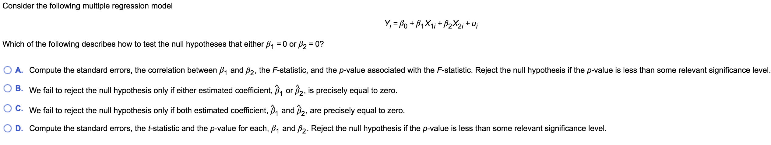 Solved Consider the following multiple regression model: | Chegg.com