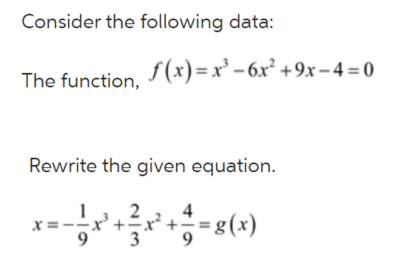 Solved Consider the following data:The function, | Chegg.com