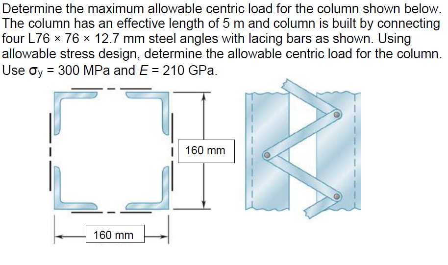 Solved Determine the maximum allowable centric load for the | Chegg.com