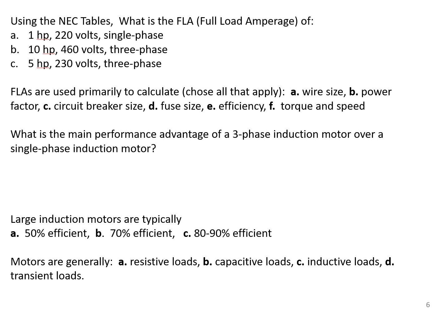 Solved Using the NEC Tables, What is the FLA (Full Load | Chegg.com