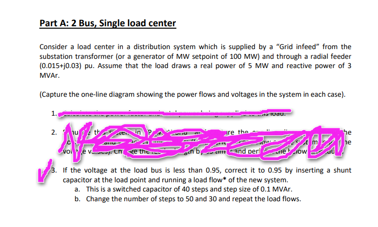 Solved Part A: 2 Bus, Single load center Consider a load | Chegg.com
