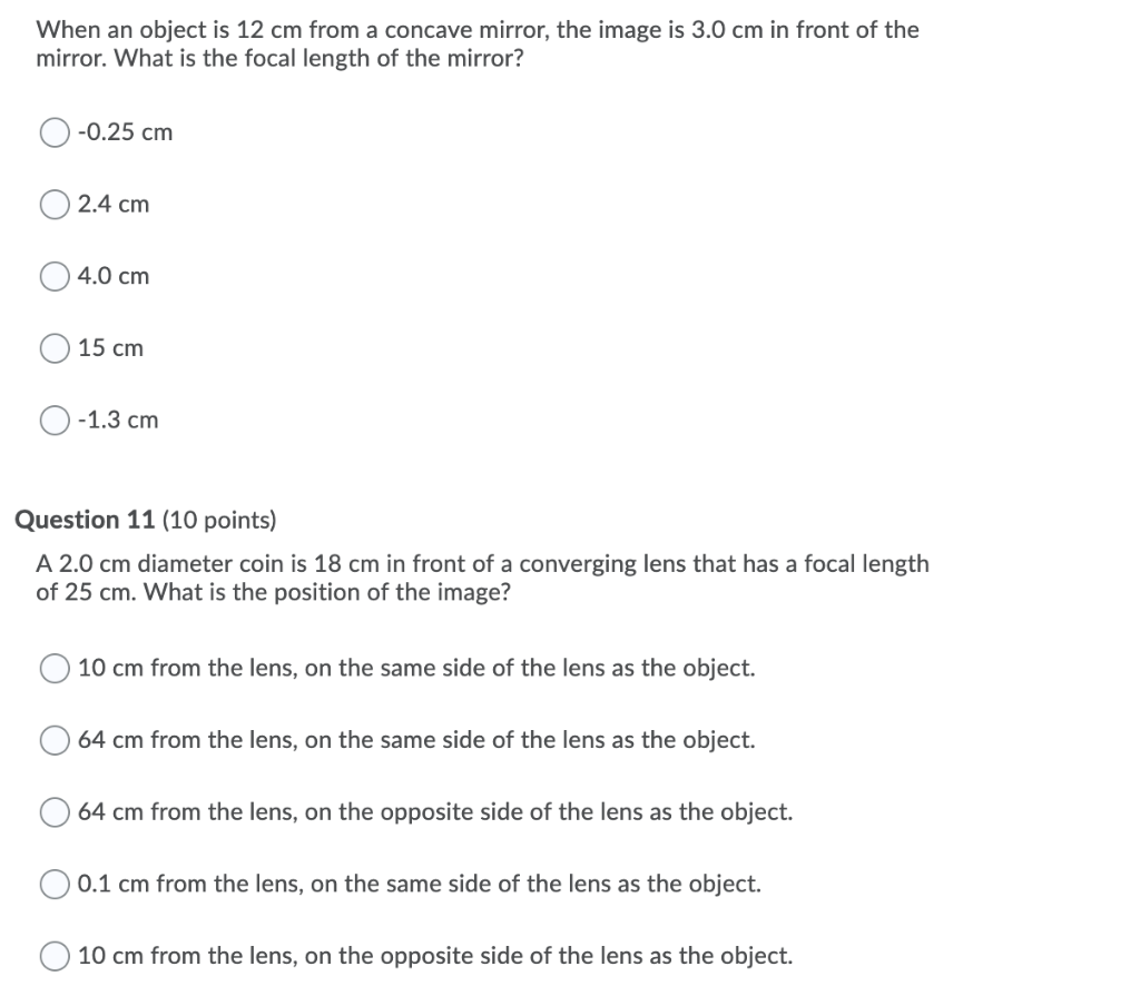 Solved When an object is 12 cm from a concave mirror, the | Chegg.com