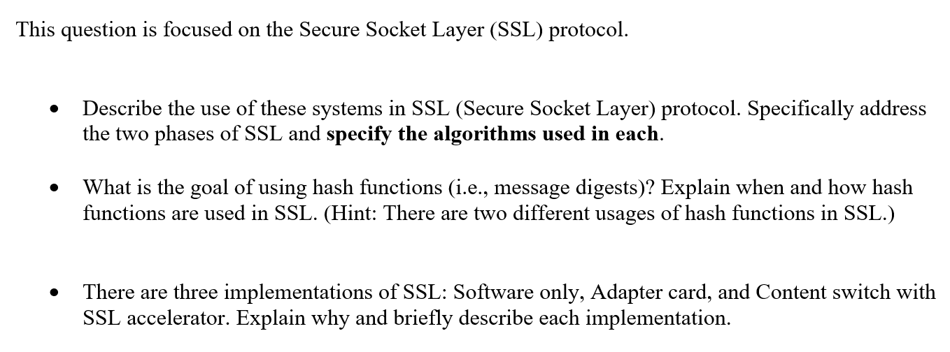 Solved This question is focused on the Secure Socket Layer | Chegg.com