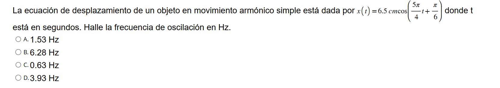 Solved La ﻿ecuación de ﻿desplazamiento de un ﻿objeto en | Chegg.com