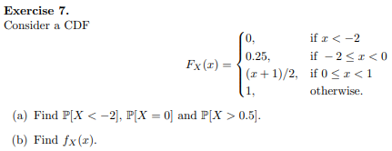 Solved Exercise 7. Consider a CDF 0. if I