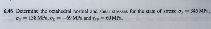 Solved Determine the octahedral normal and shear stresses | Chegg.com
