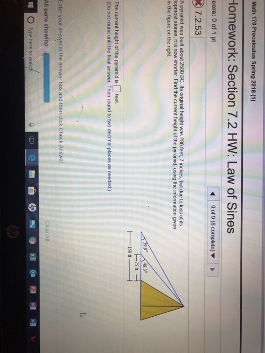 Solved Math 170 Precalculus Spring 2018 (1) omework: Section | Chegg.com