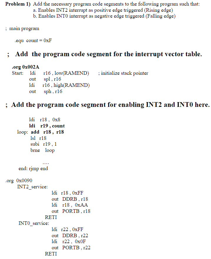 Problem 1) Add the necessary program code segments to | Chegg.com