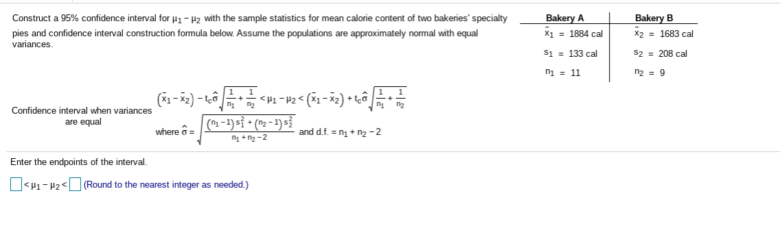 Solved Construct a 95% confidence interval for 41 - H2 with | Chegg.com