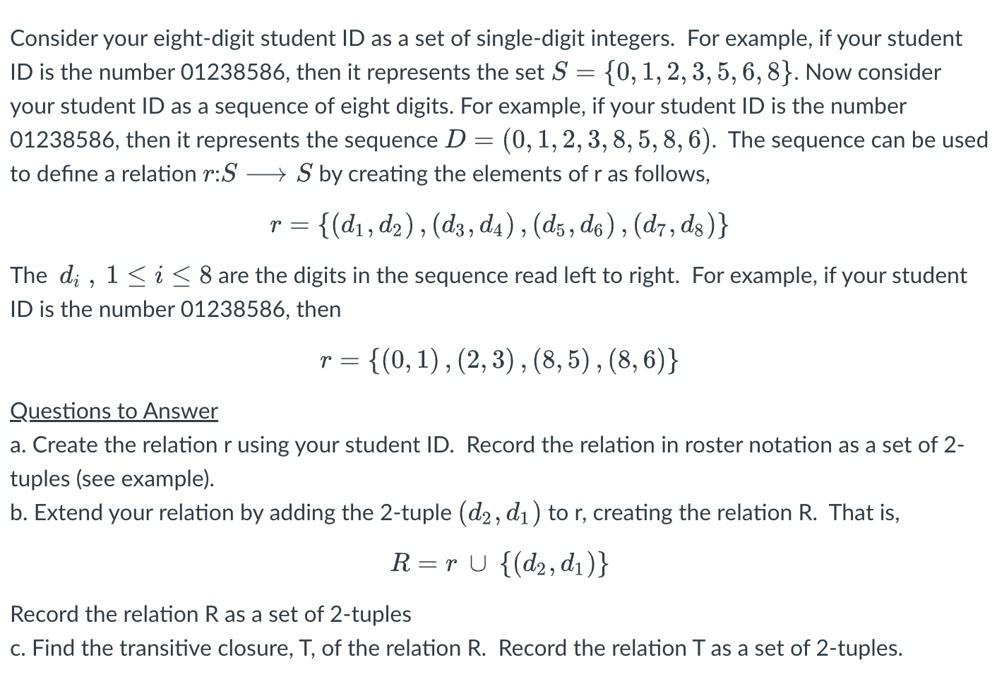 Solved Consider your eight-digit student ID as a set of | Chegg.com