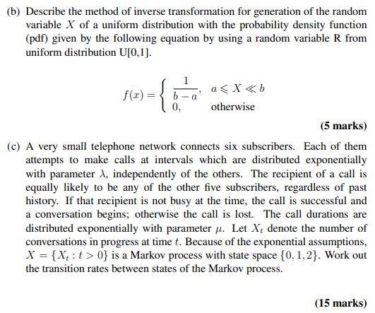 Solved (b) Describe the method of inverse transformation for | Chegg.com