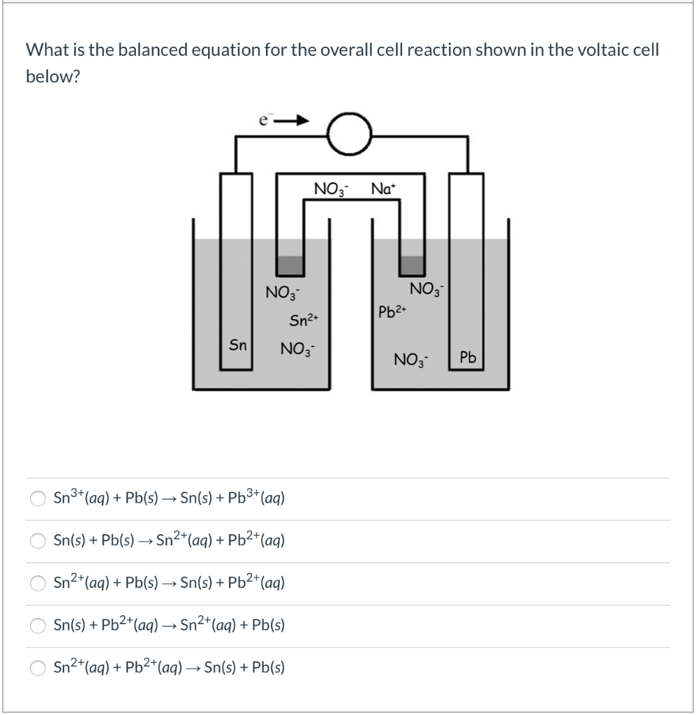Solved What is the balanced equation for the overall cell | Chegg.com