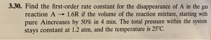Solved Find the first-order rate constant for the | Chegg.com