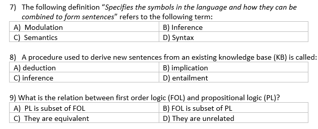 Solved 7) The following definition "Specifies the symbols in | Chegg.com