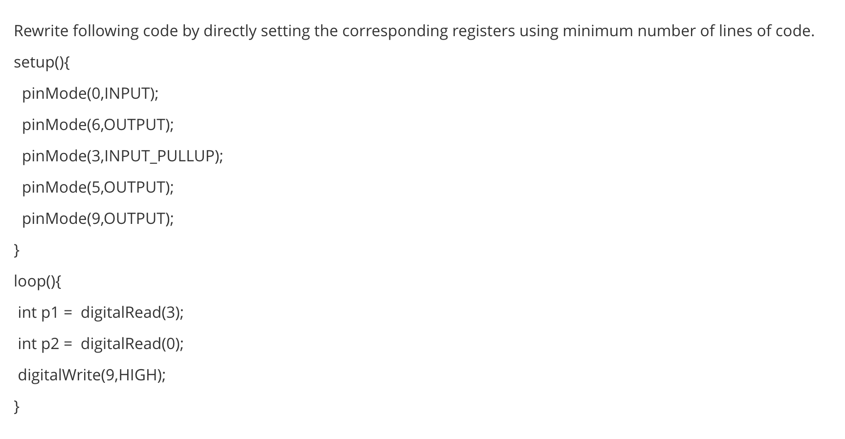 Solved Rewrite following code by directly setting the | Chegg.com