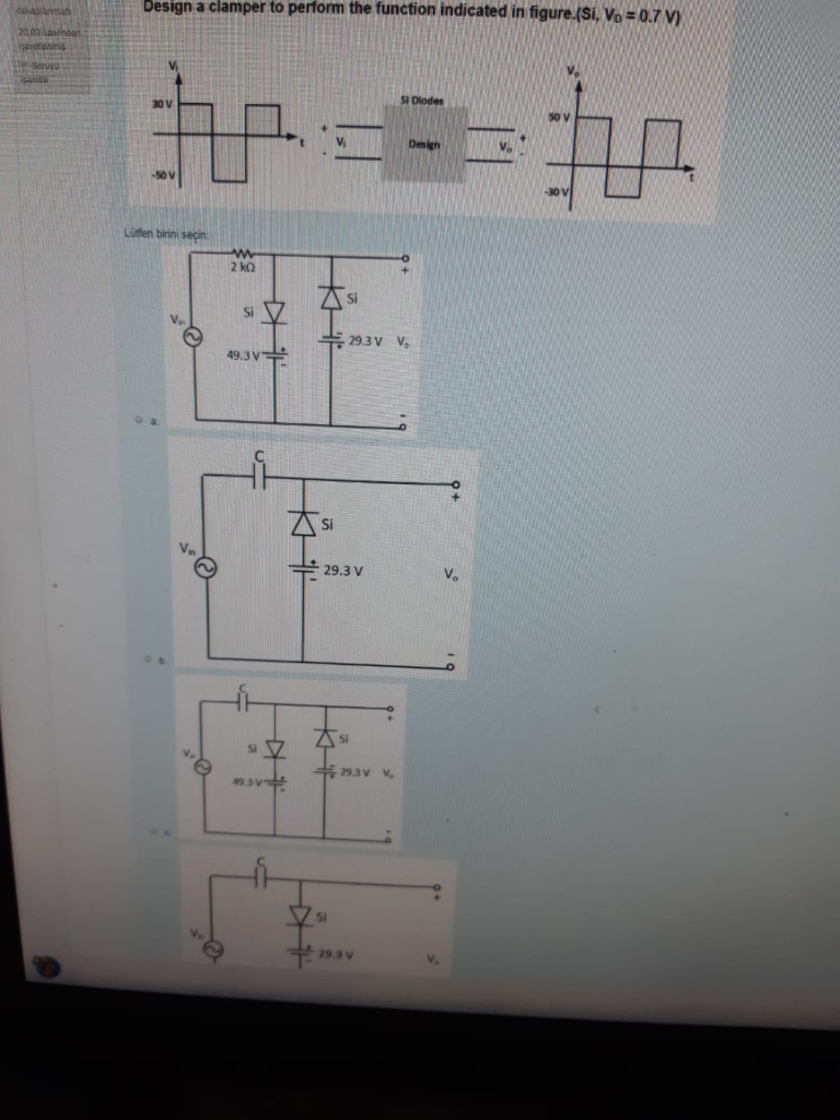 Solved Design a clamper to perform the function indicated in | Chegg.com