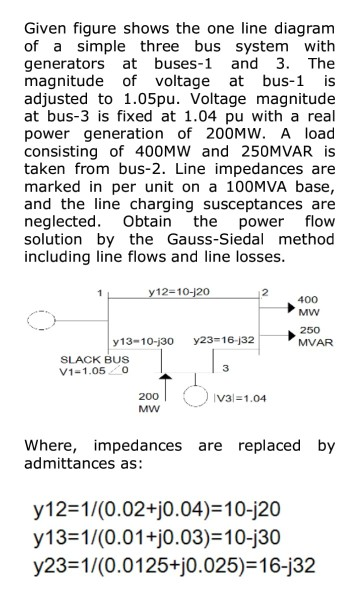 Solved Given figure shows the one line diagram of a simple | Chegg.com