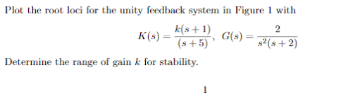 Solved Plot the root loci for the unity feedback system in | Chegg.com