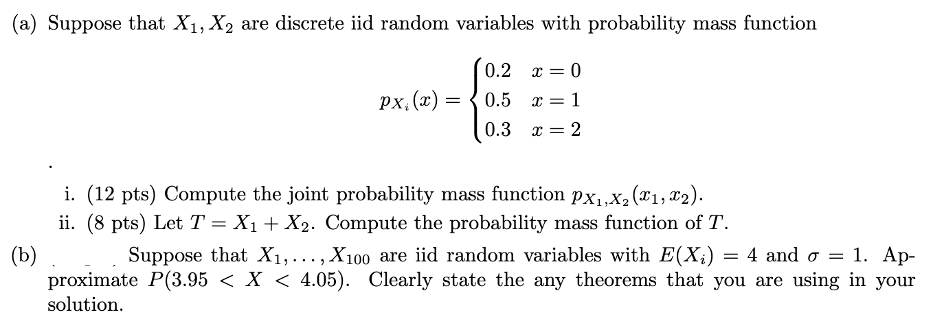 Solved a) Suppose that X1,X2 are discrete iid random | Chegg.com