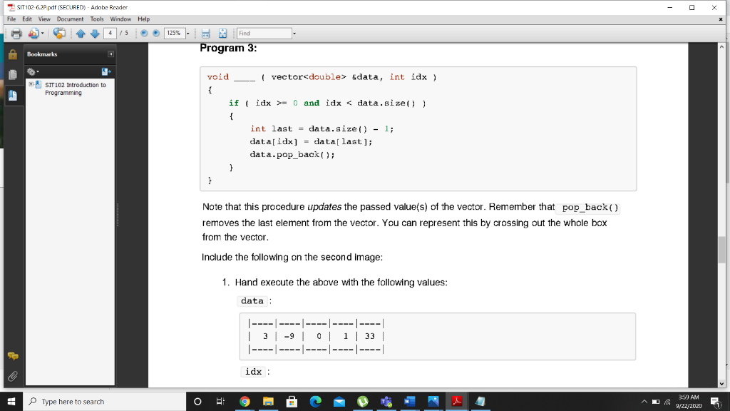 Solved SIT102-62P.pdf (SEOURED) - Adobe Reader File Edit | Chegg.com