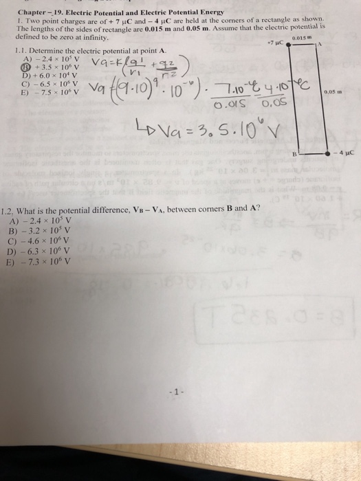 Solved Chapter-19. Electric Potential and Electric Potential | Chegg.com