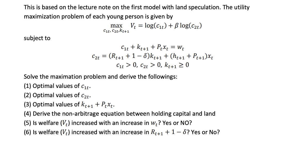 Solved This is based on the lecture note on the first model | Chegg.com