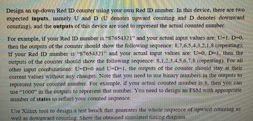 Solved Design an up-down Red ID counter using your own Red | Chegg.com