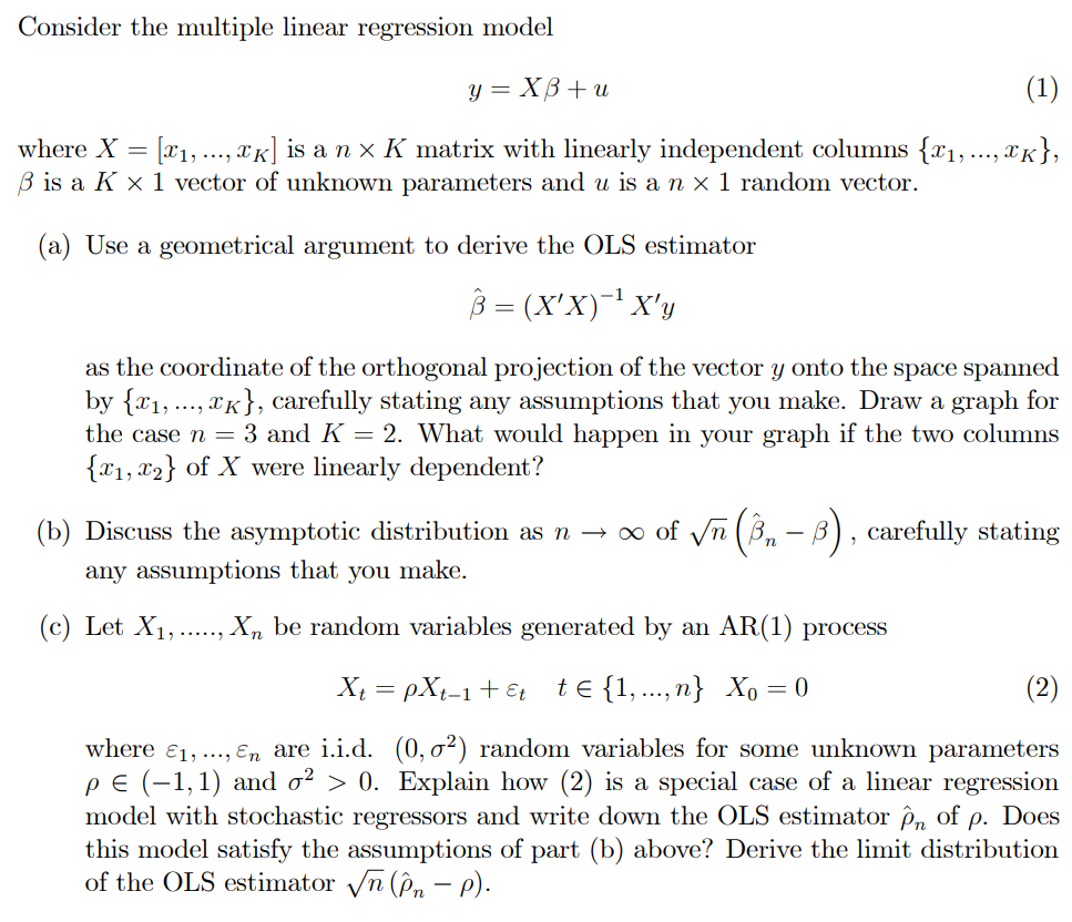 Solved Consider the multiple linear regression model y = | Chegg.com