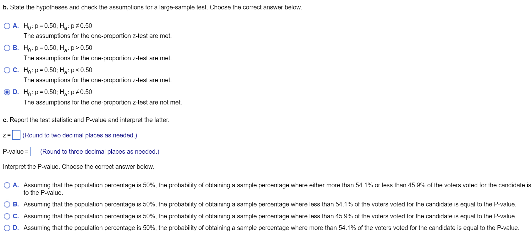 Solved According to an exit poll for an election, 54.1% of | Chegg.com
