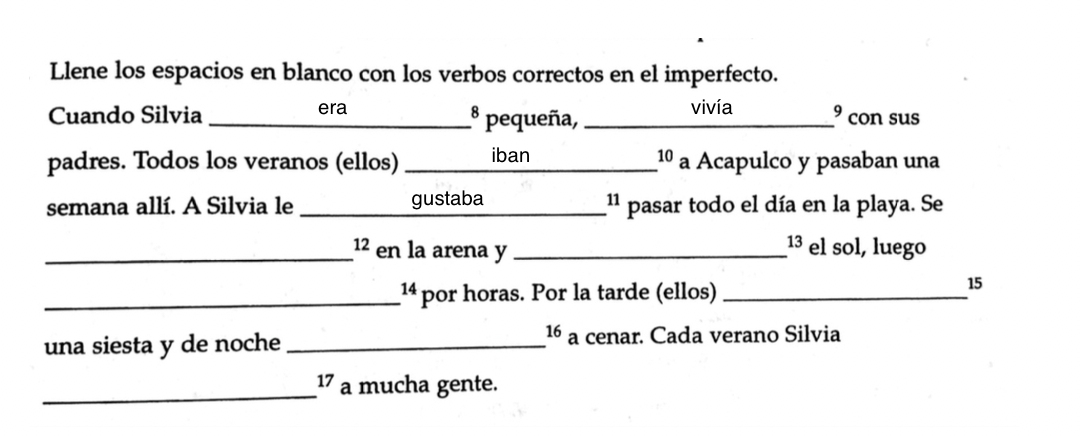 Llene los espacios en blanco con los verbos correctos | Chegg.com