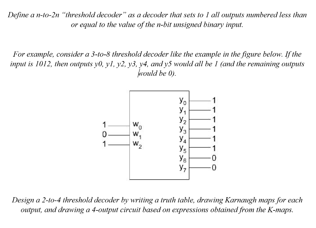 Solved Define a n-to-2n "threshold decoder” as a decoder | Chegg.com