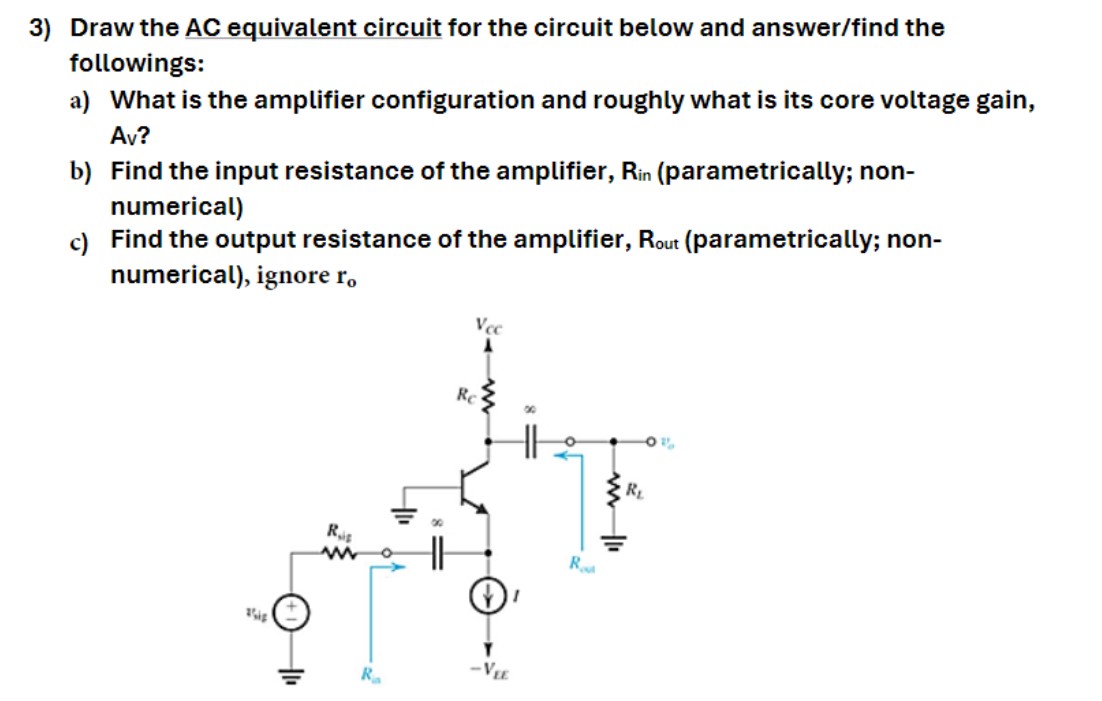 Draw the AC equivalent circuit for the circuit below | Chegg.com