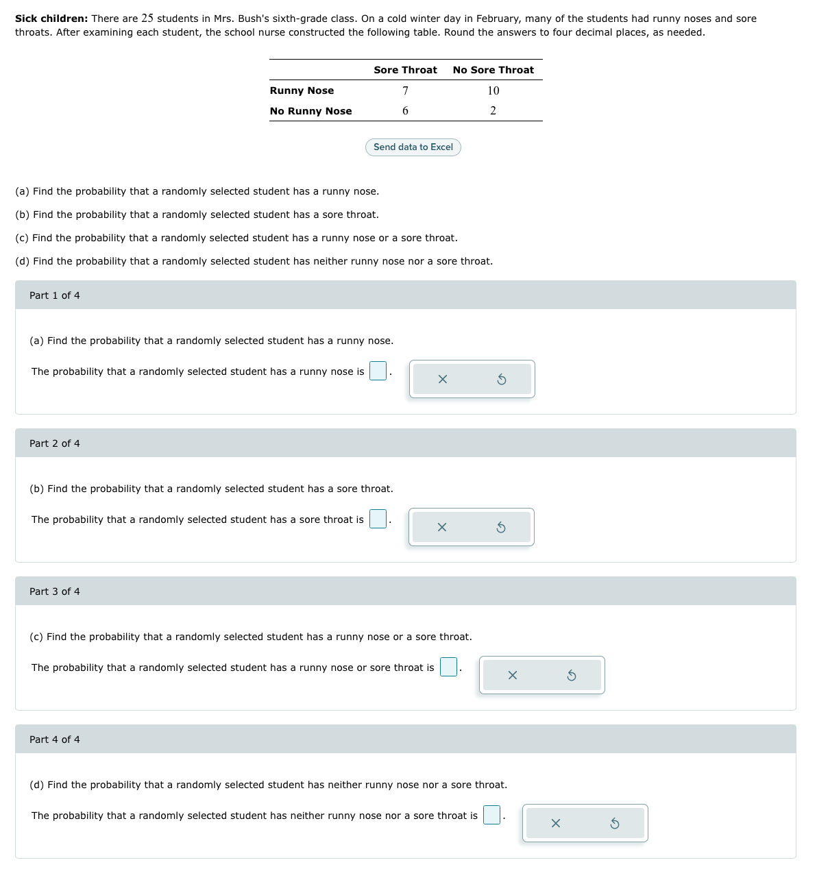 Solved Sick children: There are 25 students in Mrs. Bush's | Chegg.com